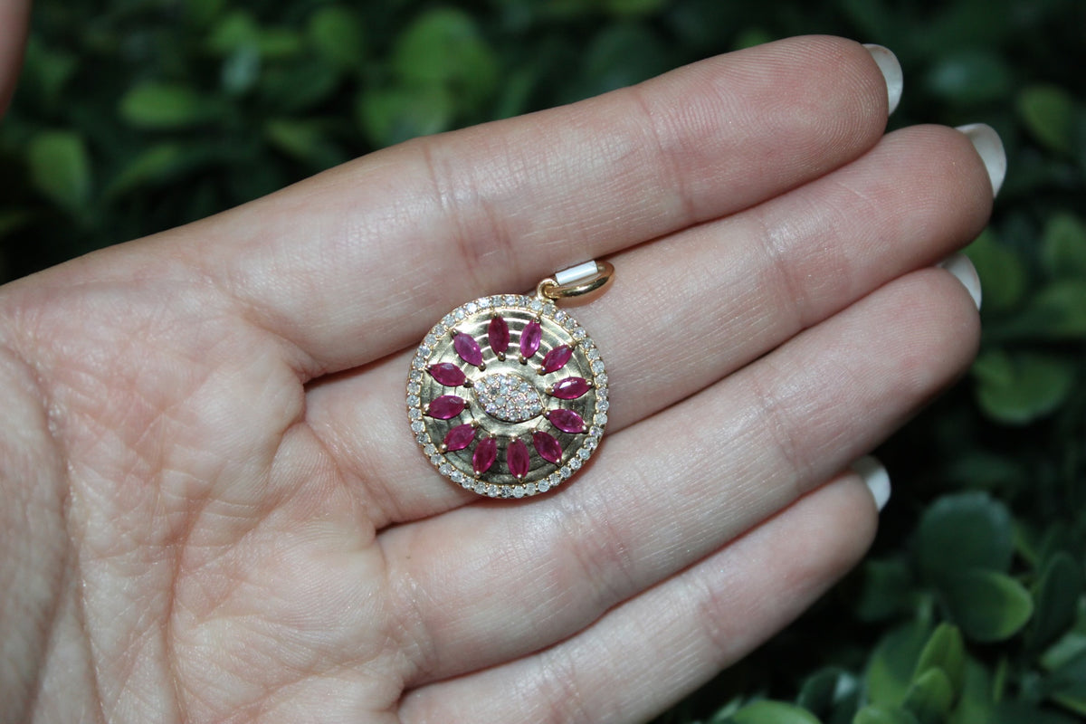 14K Yellow Gold Ruby Diamond Charm – POMOTO