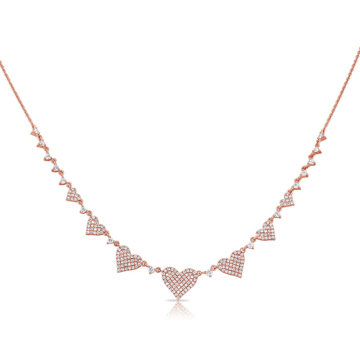 14K Gold Diamond Graduated Heart Necklace – POMOTO